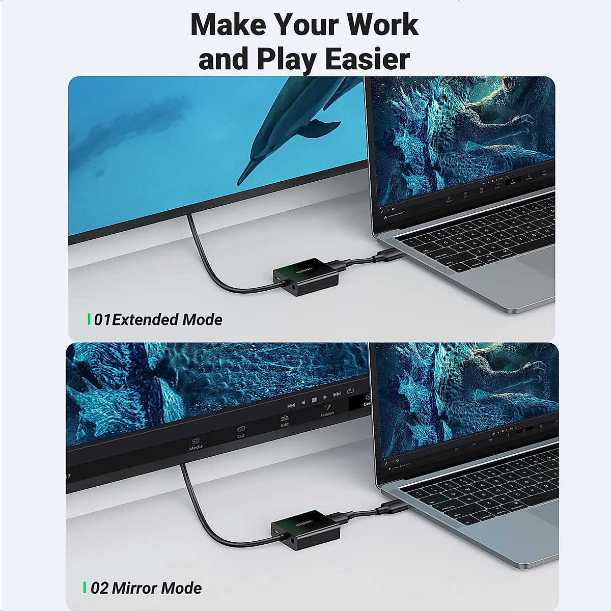 UGREEN HDMI to VGA, HDMI to VGA Adapter Connector(Female to Male) with 3.5mm Audio Jack Compatible with Monitor, PC, Xbox, TV Stick, Raspberry Pi, Nintendo Switch, Roku, Computer, Laptop