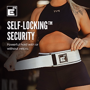 Self-Locking Weight Lifting Belt - Premium Weightlifting Belt for Serious Functional Fitness, Weight Lifting, and Olympic Lifting Athletes (Medium, White)