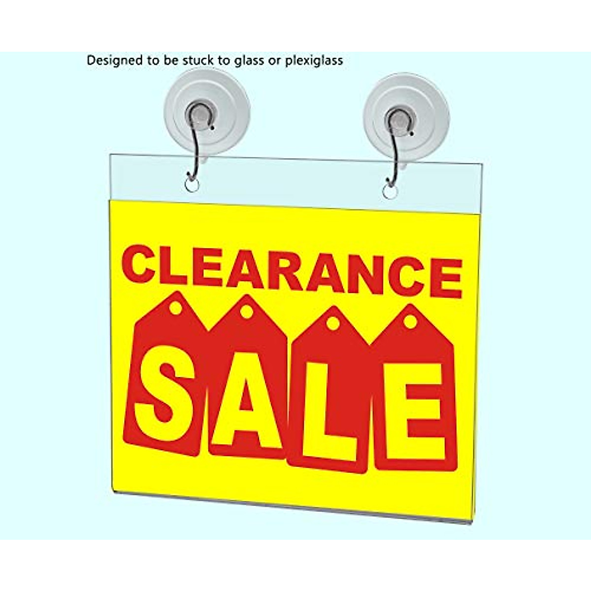 7” x 5” Window Holder Sign Pack of 2 with Suction Cups and Hanging Hooks Hours of Operation Horizontal Frame Ad Picture Notice Warning Party Advertisement Prices Signage By Marketing Holders