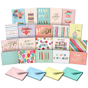 Sweetzer & Orange Birthday Happy Birthday Cards with Envelopes and Birthday Card Assortment Box. Variety Set of 20 Assorted Birthday Cards with Envelopes, Bulk Greeting Cards Assortment