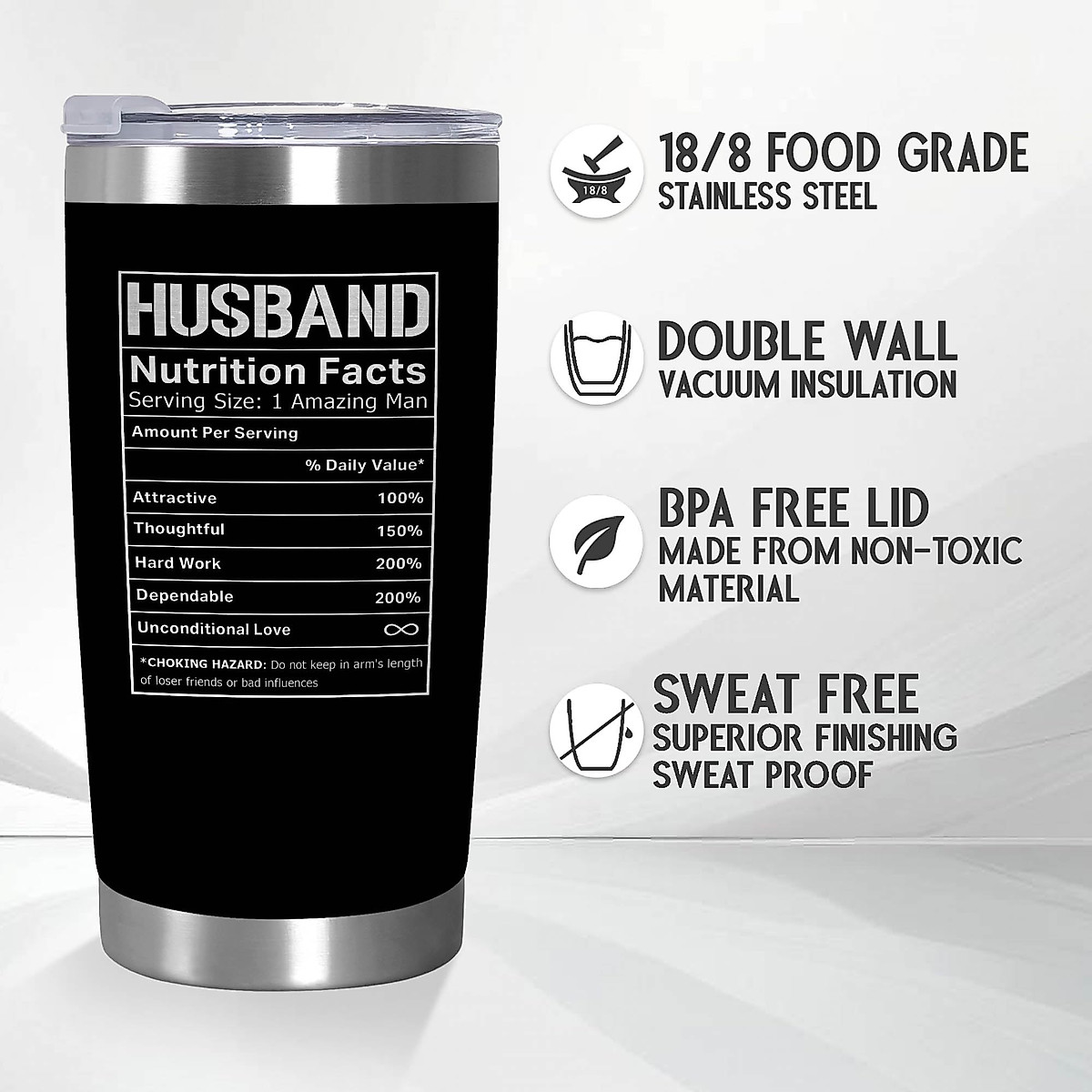 TEEZWONDER Mens Gifts for Him Husband - Stainless Steel Insulated Coffee Tumbler With Lid 20 Oz - Anniversary Birthday Gifts for Him Husband from Wife