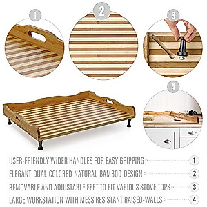 Prosumer’s Choice Large Bamboo Stovetop Cover, Noodle Preparation and Cutting Board and Bamboo Butcher Block Cutting and Chop Board with Juice Groove for Meat Carving - Dual sided