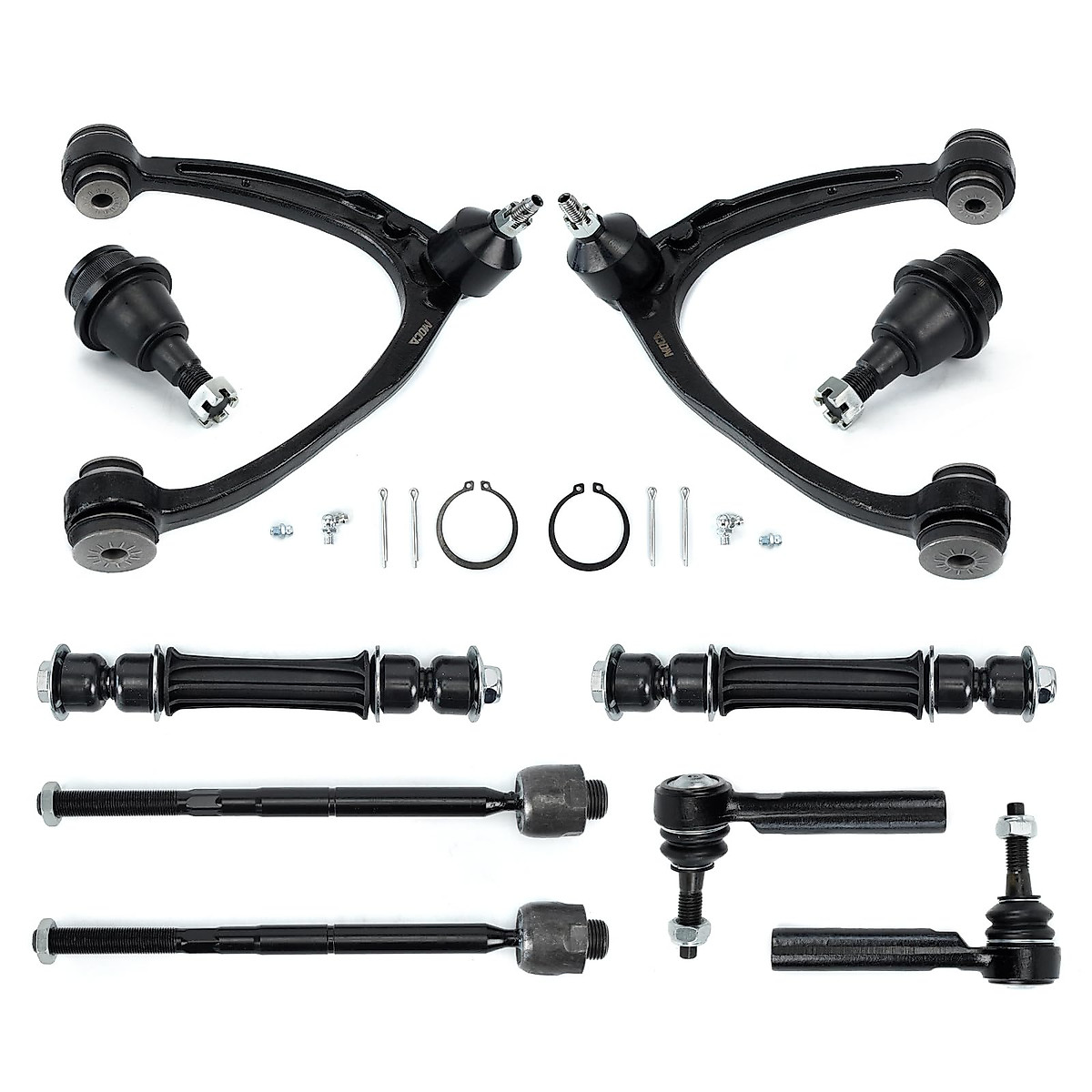 MPLUS Front Upper Left & Right Control Arm & Ball Joint & Sway Bar Stabilizer Links Tie Rod Ends fits For Cadillac 2007-2013 Escalade, Escalade EXT, For Chevrolet 2007-2013 Avalanche