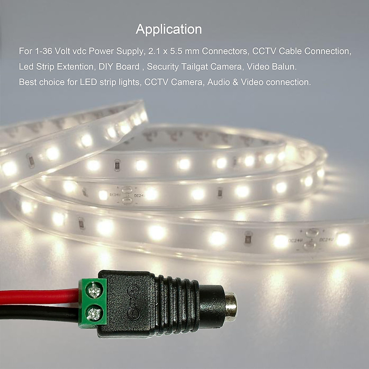 DAYKIT 10 Pairs 12V Male+Female 2.1x5.5MM DC Power Jack Plug Adapter Barrel Connector for CCTV Security Camera Led Strip