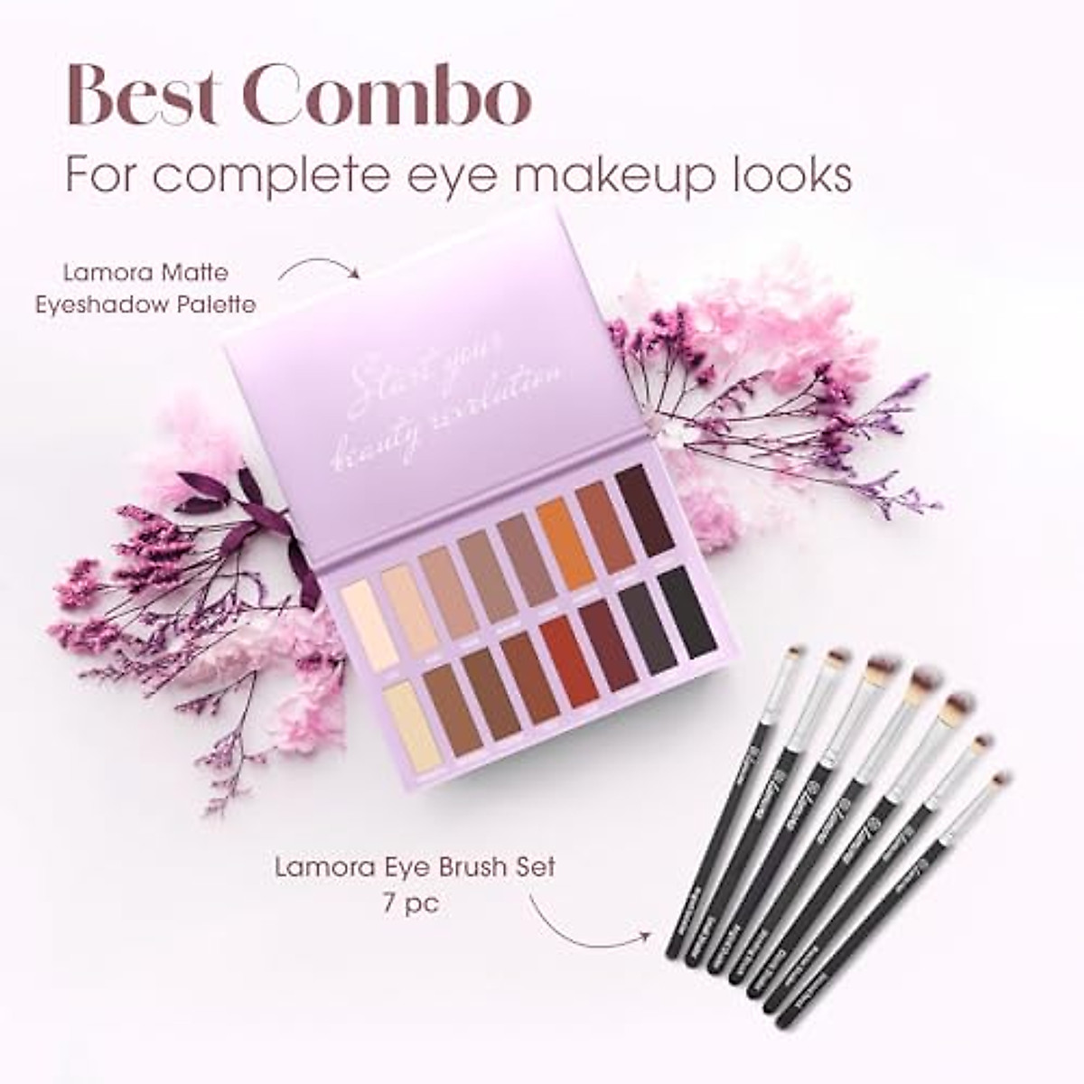 Lamora Eyeshadow Palette Makeup - Eye Makeup Palette with 16 Highly Pigmented Matte Shades - Vegan & Blendable