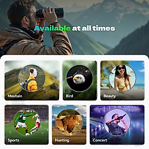 12x40 HD Binoculars for Adults and Kids High Powered, Clear Large View & Low Light Night Vision, Waterproof Binoculars for Hunting, Birds Watching, Cruise Ship, Theaters, Travel and Stargazing