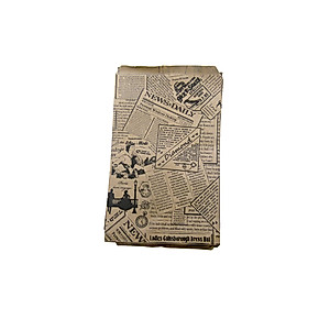 50 Qty 6" x 9" Newspaper Print Flat Plain Paper Gift Bags or Patterned Decorative Bags for candy, cookies, merchandise, pens, Party favors, showers, holidays, events and gifts