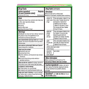 Zyrtec Children's Dye-Free Chewables for 24 Hour Allergy Relief, 2.5 mg Cetirizine HCl Antihistamine Tablets, Kids Allergy Medicine Relieves Sneezing & Itchy Nose & Throat, Grape, 24 ct