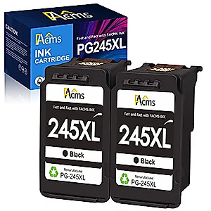 FAcms Remanufactured Canon 245XL Black Ink Replacement for Canon PG-245 PG-245XL PG 245XL 245 243 Ink Cartridge to use with Pixma MX492 MX490 MG2522 MG2520 MG2420 MG2920 MG2922 MG3022 Printer(2 Black)