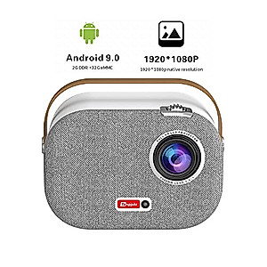 Tanggula Y1 Portable LED Projector + TV Box 2 in 1, Smart Android 9.0 Real Full HD 1080P, 2GB RAM + 32 ROM, Smooth Operating System and Dual Band 2.4G + 5.0G WiFi Bluetooth, Wireless QWERTY Keyboard