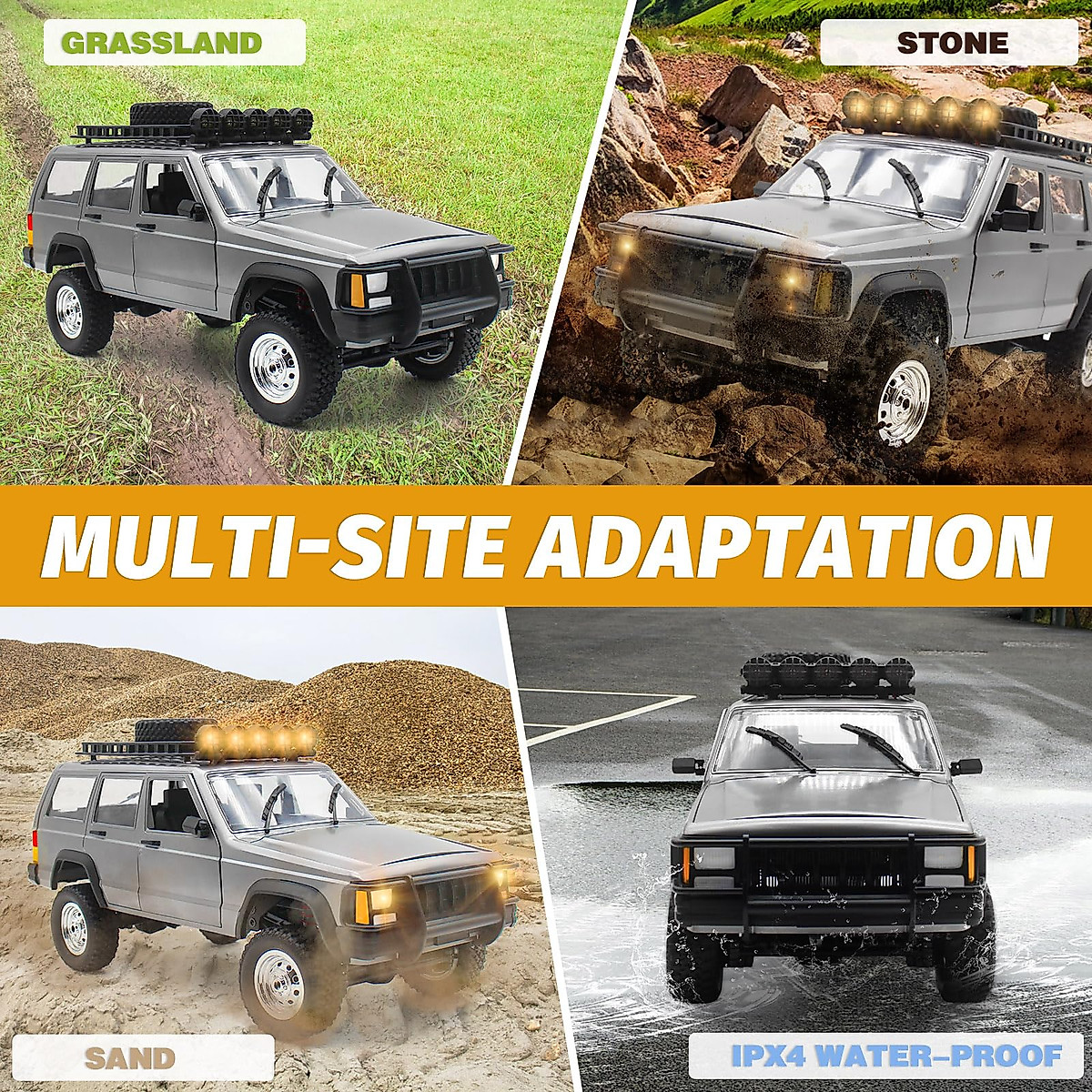 Leopmase RC Rock Crawler,1:12 Scale Remote Control Car, 4x4 Offroad Crawler Remote Control Truck for Adults, Waterproof Outdoor RC Hobby Grade Car, W/Light All Terrains Vehicle Kids Age 8-13 Gifts