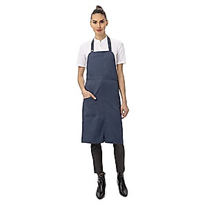 Chef Works Unisex Brio Bib Apron, Blue, One Size