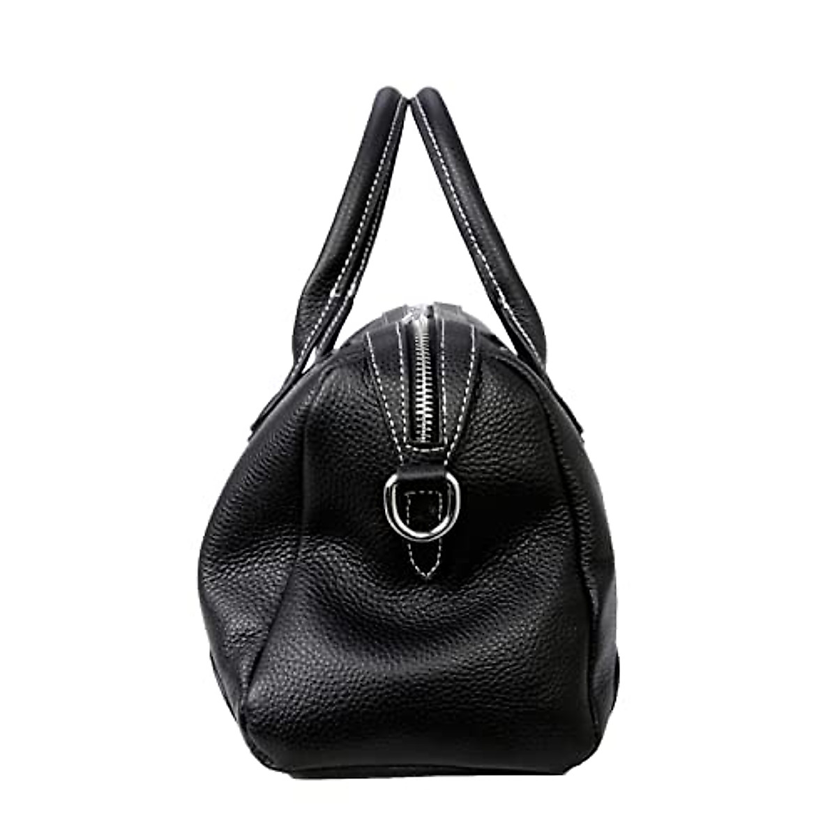 Iswee Genuine Womens Leather Handbags Tote Bag Doctors Bag Purse with Top Handle (Black)