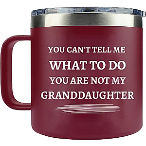 Edizzone 14Oz Mug (You Are Not My Granddaughter) (Bordeaux) Grandma Grandpa Gifts for Christmas - Best Grandma Birthday Gifts - Gifts for Grandma From Granddaughter - Funny Grandmother Christmas Gift