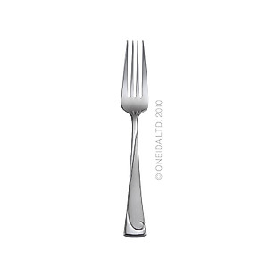 Oneida Script 45 Piece Everyday Flatware Set, 6.35 LB, Metallic