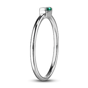 55Carat Created-Emerald 925-Sterling-Silver Bezel-Style Baguette Shape Ring Birthstone Fashion Jewelry for Men Women Gift Size: 5