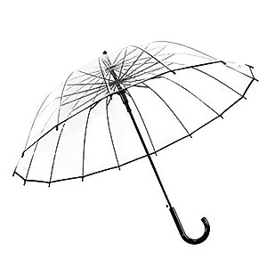 ThreeH Clear Large Umbrella Windproof Auto Open 16 Steel Ribs Classic Transparent Umbrella Unisex adult,KS10 Black