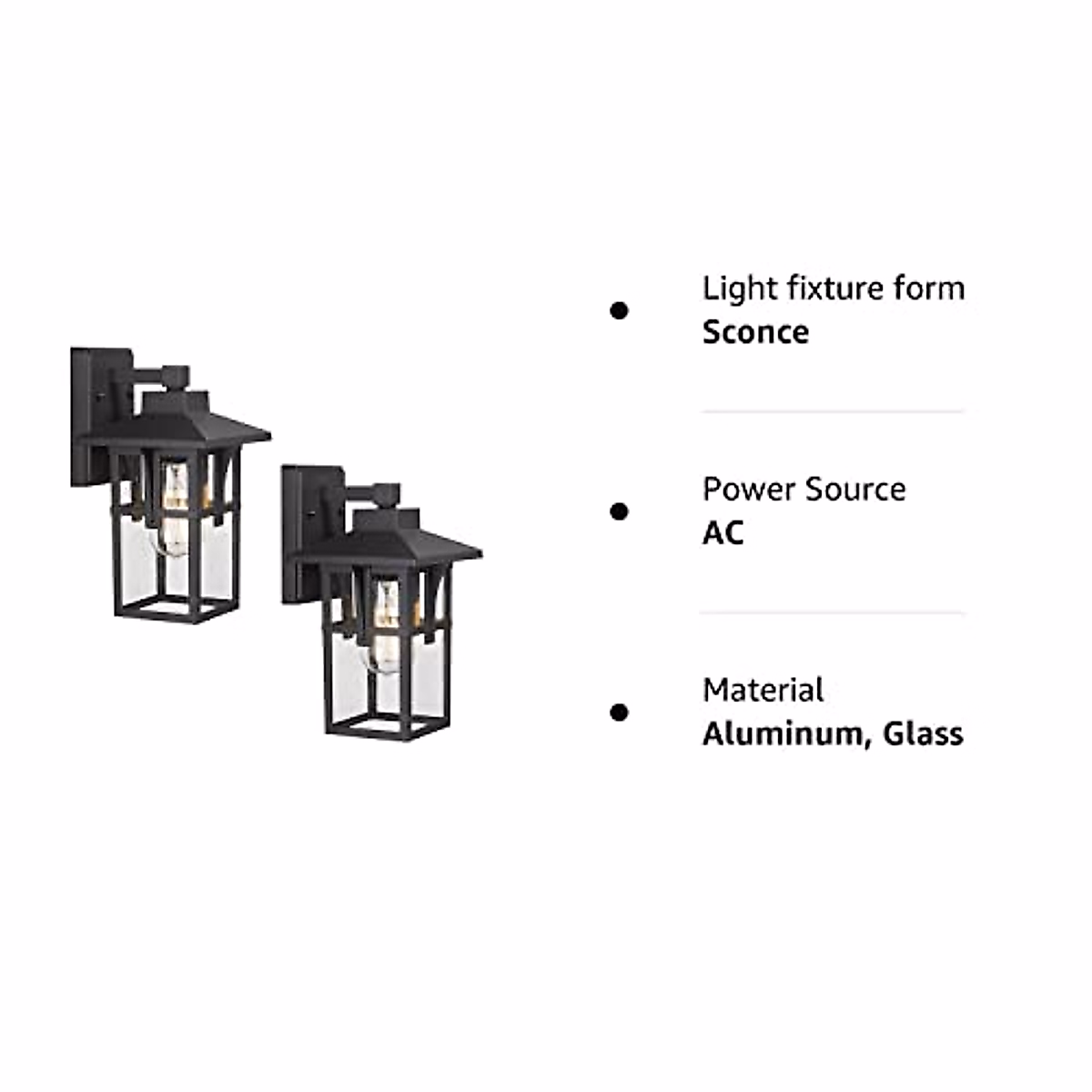 HWH INVESTMENT Outdoor Wall Light 2 Pack, Exterior Wall Sconce Light Fixtures with Seeded Glass, Farmhouse 1-Light Porch Light Waterproof for Patio Balcony Indoor, Matte Black, 5HX62B-2PK BK