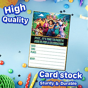 Set of 20 Encanto -Themed Happy Birthday Invitation Cards & Envelopes - Lightweight (240g), Postcard Style Invites for the Perfect Party Pack