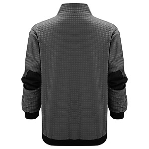 Parise T Shirts for Men 2023 Casual Waffle Qaurter Zip Polo Sweatshirts for Men USA Flag Logo Turtleneck Long Sleeve Sweater Coats with Pocket(Dark Gray,XX-Large)