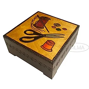 Polish Handmade Carved Linden Wood Decorative Sewing Box