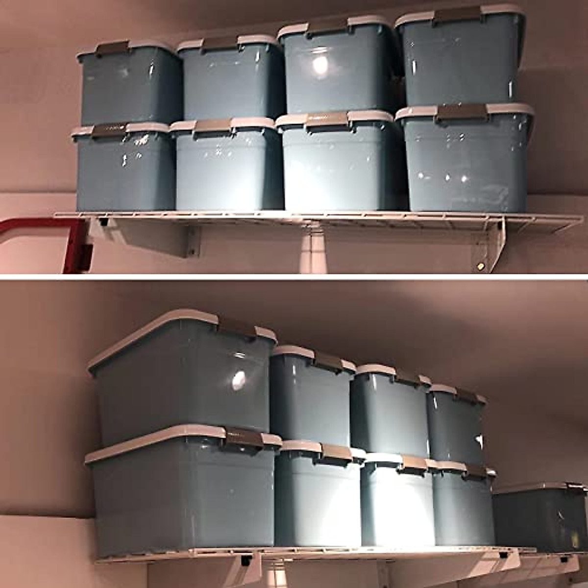 Wallmaster 2-Pack 2x4ft Heavy Duty Garage Wall Shelving 45-inch-by-15-inch Wall Mount Garage Storage Rack Floating Shelves Max Load 400lb White