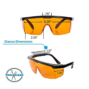 Professional UV Light Safety Glasses - Polycarbonate Shatterproof UVC Protection Goggles for Blocking up to UV 400 Rays and Blue Light - ANSI Z87.1 Approved with Yellow Tint Lens - Regular Fit