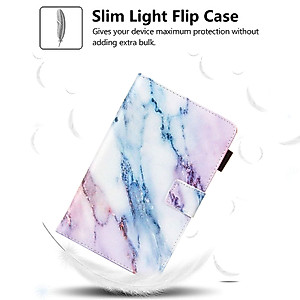 Dteck Case Cover for Kindle Fire 7 Tablet (7" Display, 9th/7th/5th Generation, 2019/2017/2015 Release) - Auto Sleep Wake Case Synthetic Leather Wallet Protector Fold Stand Kindle Cover (White Marble)