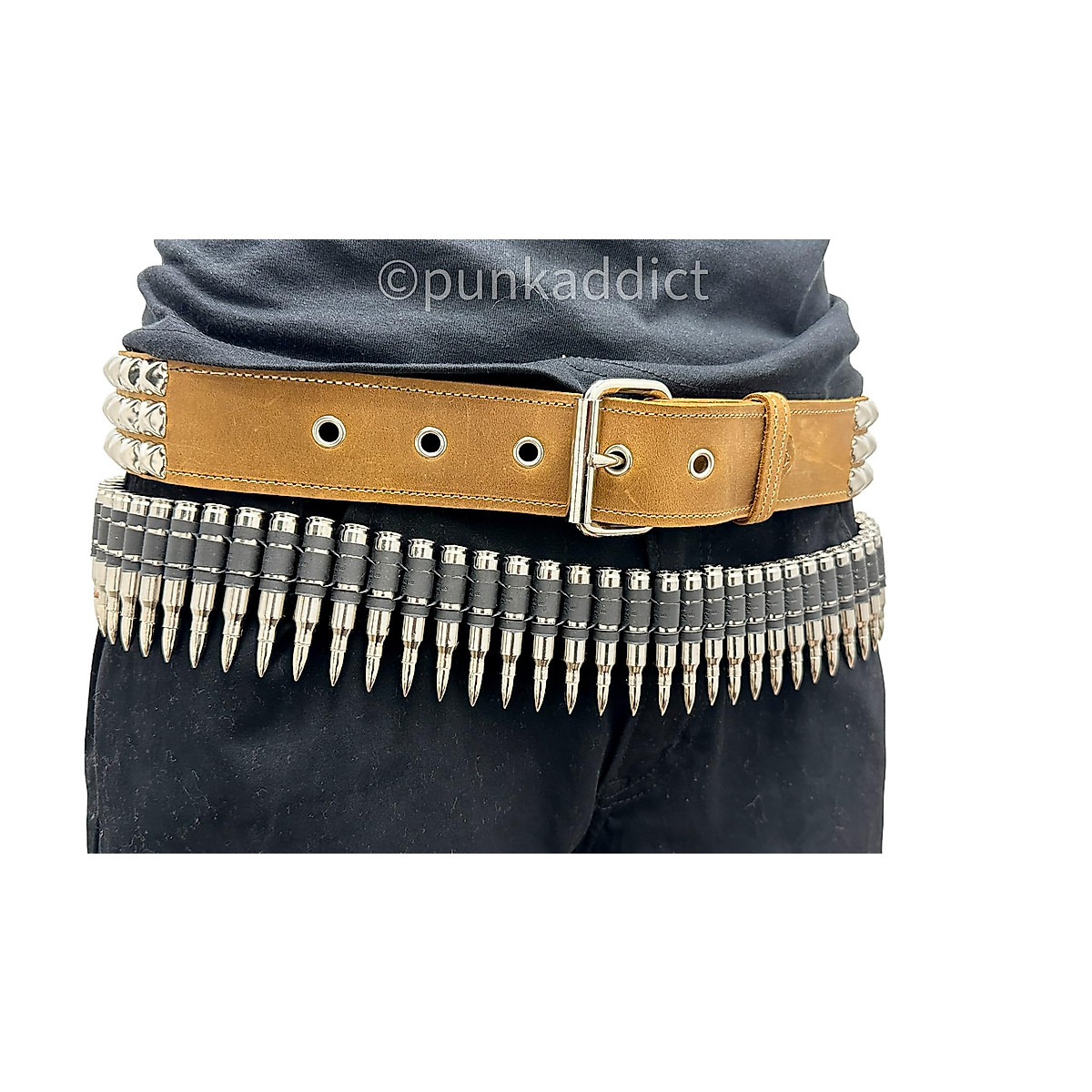 Bullet Belt .223 Caliber Nickel Shell Nickel Tip Defused Dummy Black Link 42" 90 Bullet Link