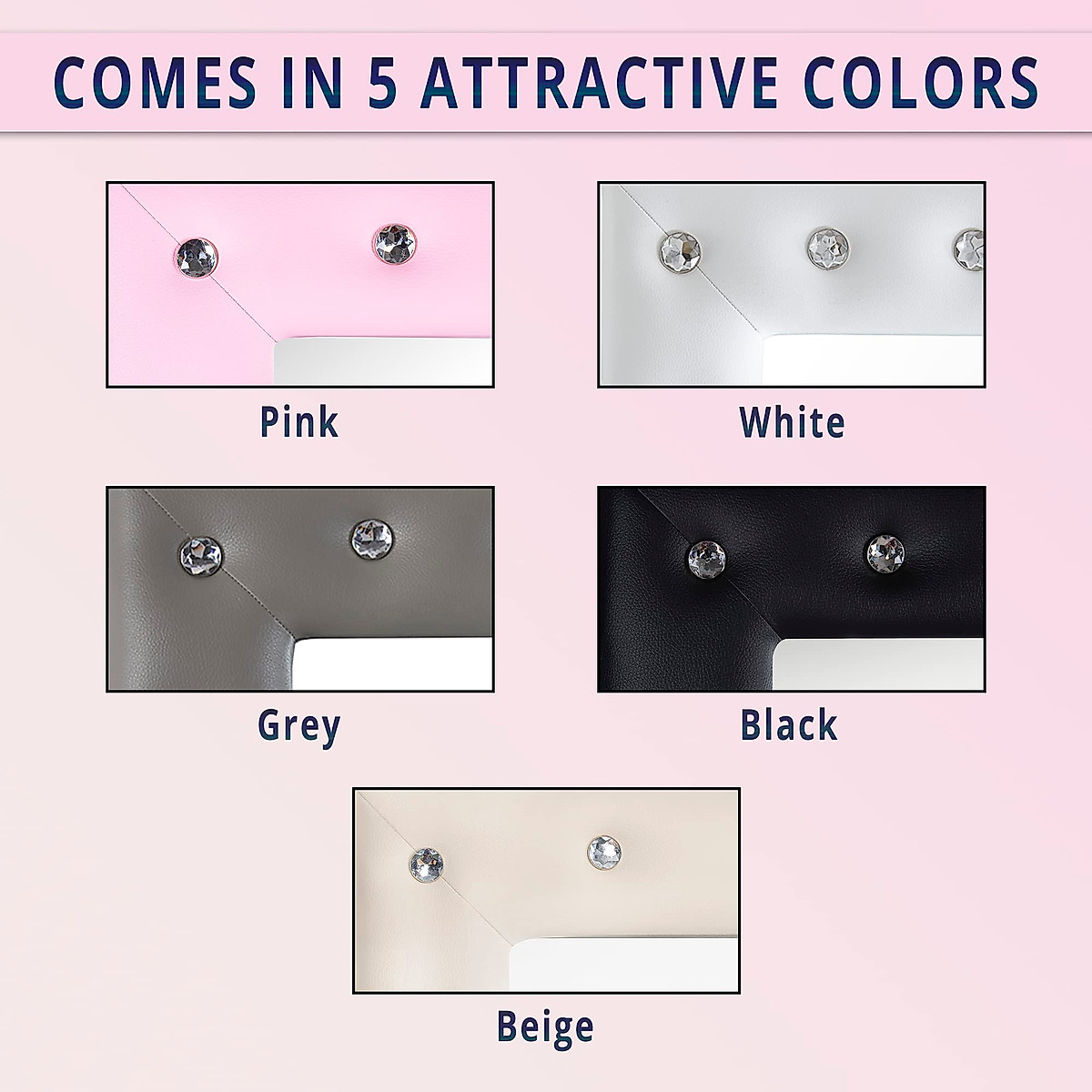 Full Length Mirror with Stand – Burst-Proof, Crystal Tufted Design for Bedroom, Girls Room, and More – Large, Wall Mounted, Floor Length Mirror with Shatterproof Glass and Versatile Mounting - Pink