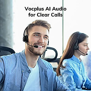 ELEVOC Trucker Bluetooth Headset with Microphone & Mute Button, Wireless Headphones with AI Noise Cancelling, 50Hrs Talk Time with USB Dongle for PC/Remote Work/Call Center/Online Class/Trucker/Laptop
