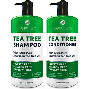 Tea Tree Oil Shampoo and Conditioner Set - Anti Dandruff Treatment for Itchy, Dry Scalps - Ideal for Women and Men with Oily Hair and Scalp Buildup - Sulfate and Paraben Free