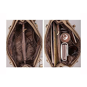 YAQUNICER Women Synthetic PU Leather Tote Satchel Hobo Backpack 4pcs Shoulder Top-Handle Crossbody Handbag-Blue