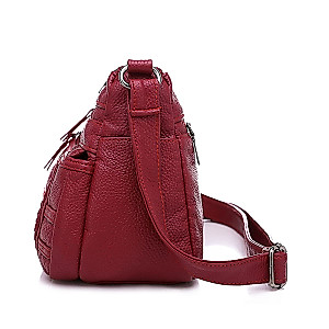 AIRUI Women Crossbody Bag, PU Leather Pocketbooks Multi Pocket Lightweight Shoulder Purse Messenger Bag - Black…