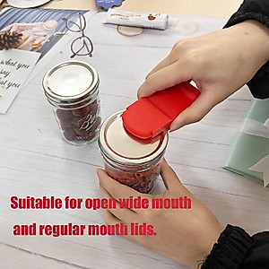 JILINWEI Canning Jar Opener, Mason Jar Opener Canning Tools for Releases Aluminum Vacuum Seal on all Wide Mouth and Regular Mouth Lids,Red