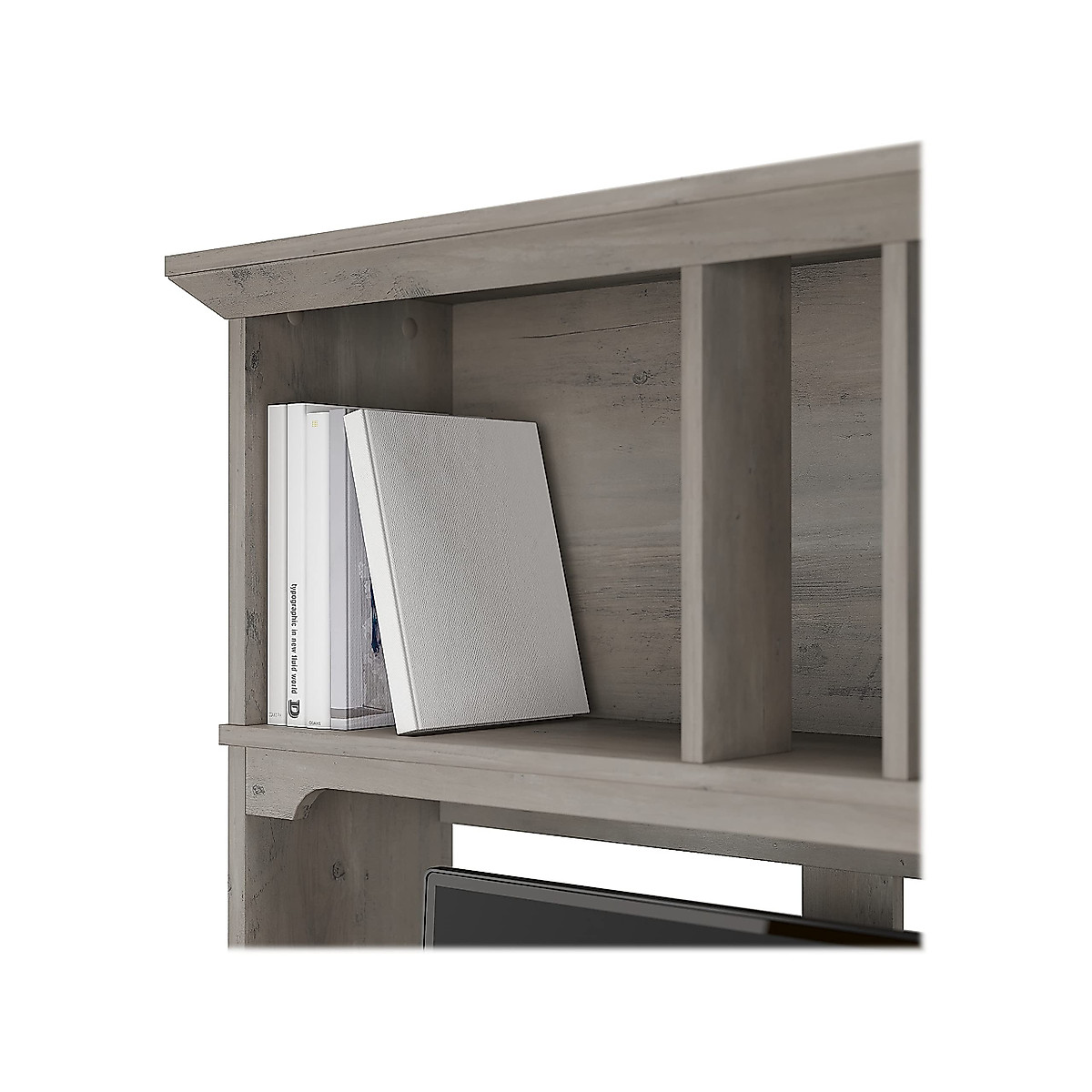 Bush Furniture Salinas Hutch, Desk Attachment with Shelf Storage for Home Office, 60W, Driftwood Gray