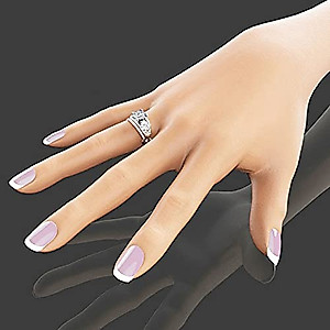 3 CT Princess Shape White Cubic Zirconia Filigree Bridal Wedding Engagement Ring with Band in 14K White Gold Plated 925 Sterling Silver (3 Cttw) Ring Size - 4.5