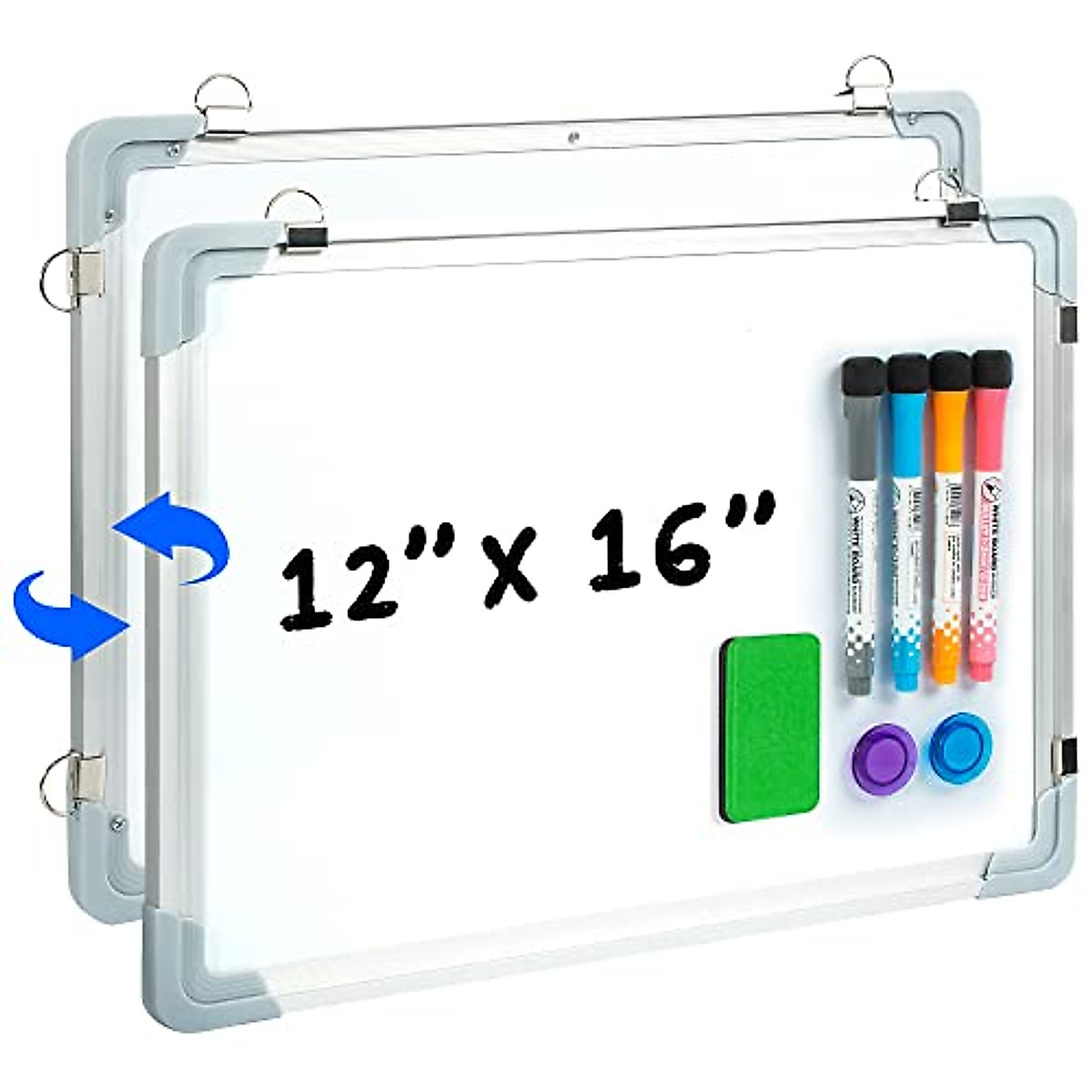 Small White Board Dry Erase - 12x16 Whiteboard for Wall, Double Sided Whiteboard, Small Dry Erase Board for Wall, White Board Dry Erase for Wall, White Boards for Students, Magnetic Whiteboard