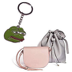 pologmase Sad Frog Metal KeyChain Funny Green Frog Keyring Key Holder Car Key Chain Ring For Men Women Bag Accessories Gift