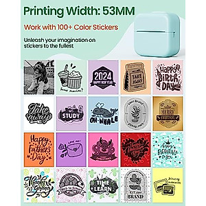 Memolife M02L Mini Printer Sticker Maker - Inkless Printer with 1 Roll Non-Adhesive Paper, Sticker Printer Machine for IOS + Android, Bluetooth Thermal Printer for Organizing Office Documents Printing