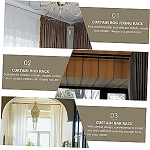 CAXUSD 4pcs Curtain Rod Holder Shower Curtain Hangers L Brackets Heavy Duty Metal Clothes Hanger Curtain Rod Rack Drapery Rod Hanger Simple Curtain Rod Brackets Pretty Bases Black Ceiling