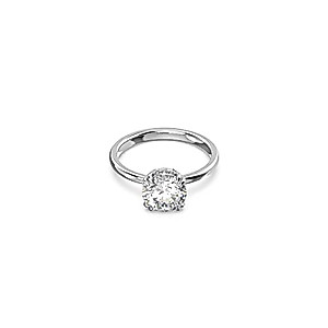 SWAROVSKI Stilla Double Prong Ring, White Crystals on a Rhodium Finish Setting, Part of the Constella Collection, EU Size 52; US Size 6