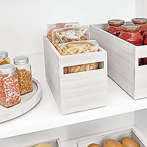 iDesign Renewable Paulownia Wood Collection Storage Bin with Handles, 10" x 5" x 6", White Wash