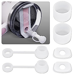 Hotanry 6pcs Spill Stopper Set for Stanley Quencher H2.0 40oz & 30oz Tumbler with Handle, Stanley Cup Accessories Including 2 Straw Cover Cap, 2 Square Spill Stopper, 2 Round Leak Proof Stopper