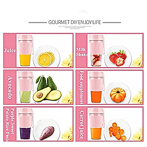 Portable Blender Cordless Smoothies and Shakes Detachable Personal Size Juicer cup with USB Rechargeable four Blades Fruit Mixing Machine 10oz Travel Mini Mixer Handheld Blender for Sports Gym pink (pink)