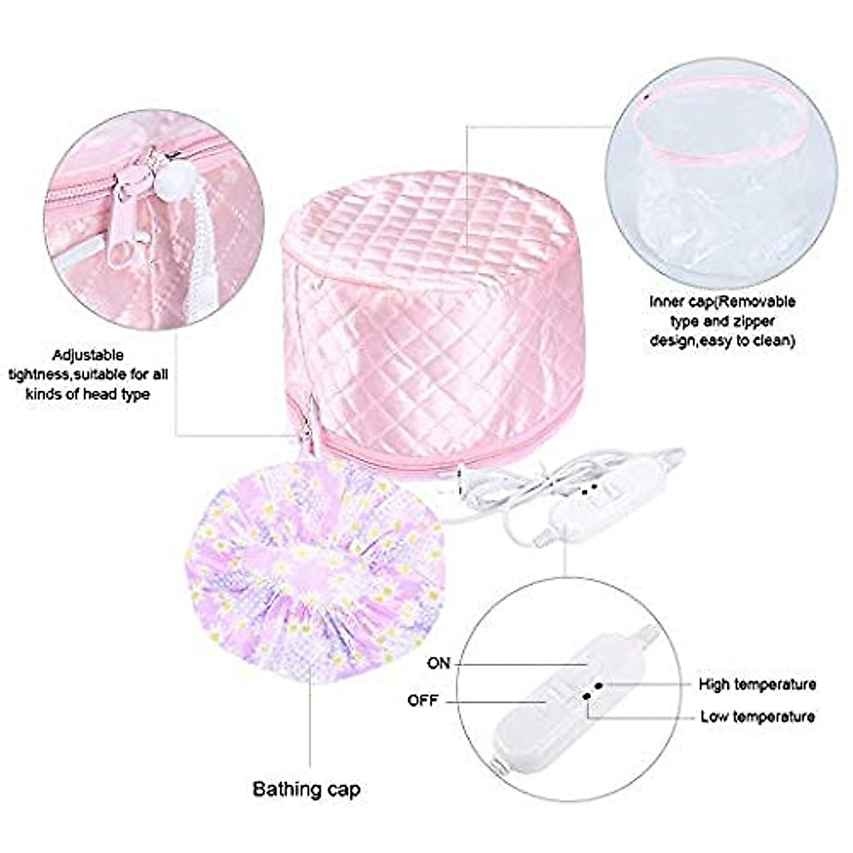 110V Hair Care Hat,Hair SPA Cap,Electric Hair Cap Thermal Cap For Hair Spa Home,Nourishing Care Hat with 3 Mode Temperature Control