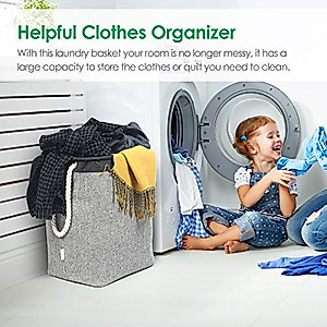 TomCare Laundry Baskets 2 Pack Freestanding Laundry Hampers for Bedroom Collapsible Laundry Basket with Handles Detachable Brackets Large Laundry Storage Baskets Organizer for Clothes Toys (Grey)