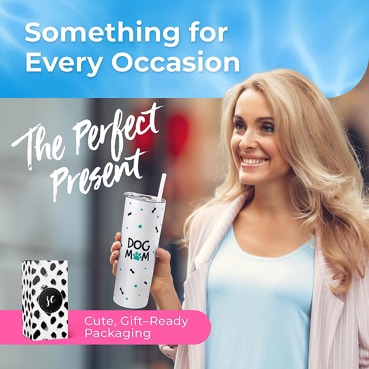 SassyCups Dog Mom Tumbler with Straw | Vacuum Insulated Stainless Steel Dog Themed Travel Mug | Cute Cup For Dog Lover | New Dog Owner | Dog Items For Women | From Dog (20 oz, White, Mint, Black)