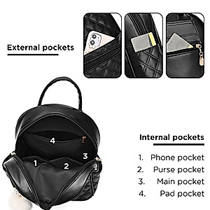 Mini Backpack for Women 3-PCS Fashion PU Leather Simple Design Cute Travel Daypacks Pompom Backpack Shoulder Bag (Grey)