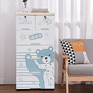 Plastic Drawers Dresser, Storage Cabinet with 6 Drawers, Closet Drawers Tall Dresser Organizer for Clothes,Playroom,Bedroom Furniture, 5 Wheels, 2 Locks, 66lbs Load Capacity (White - Polar Bear)